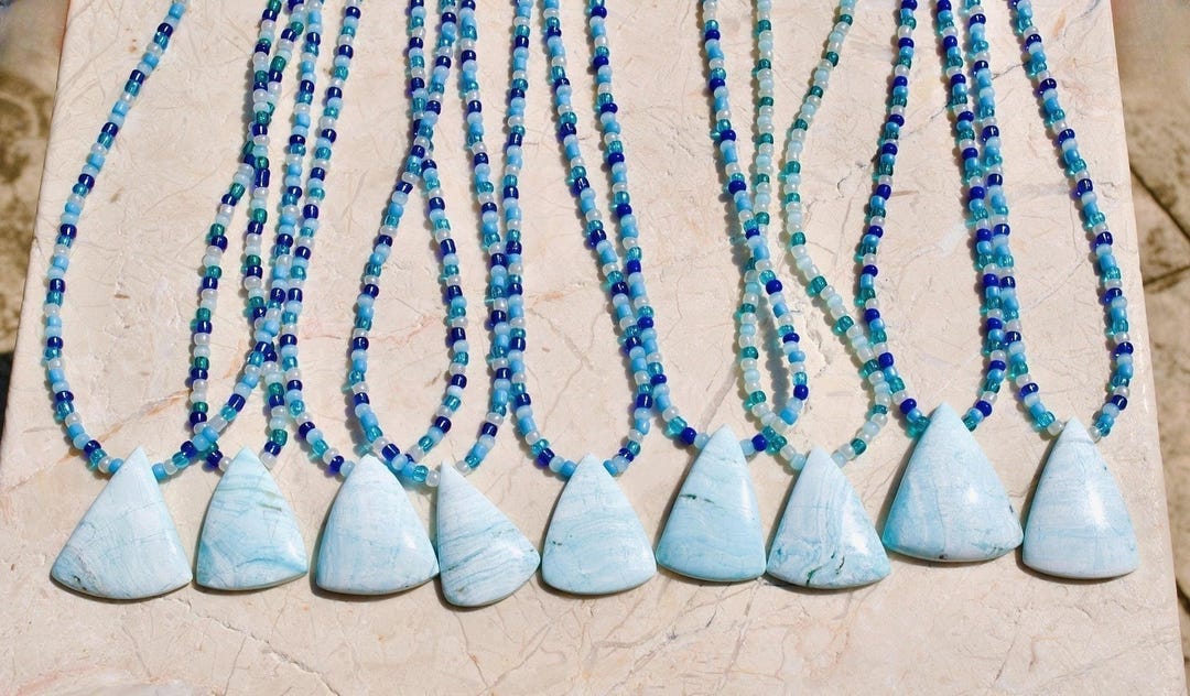 Summer Breeze Blue Aragonite Necklace | Soft Pastel Blue Aragonite ...