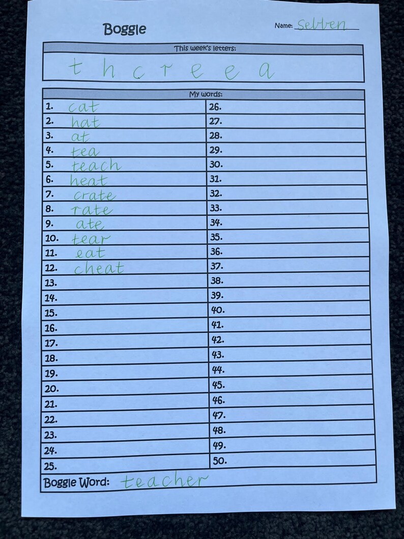 Boggle Word Game Templates - Etsy