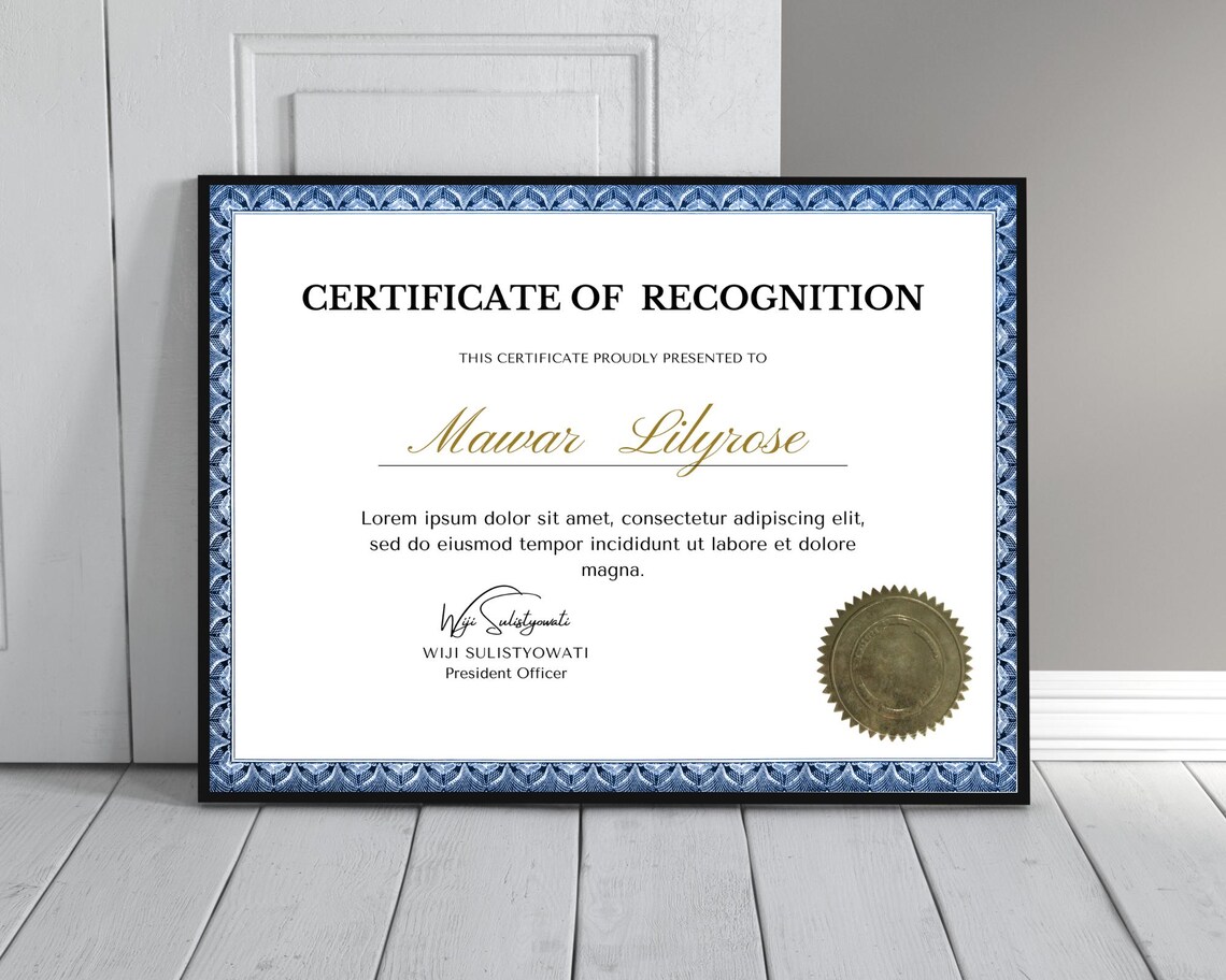 Printable Certificate of Recognition, Editable Certificate, Recognition ...