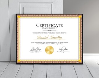 Certificate of Achievement, Editable Certificate, Award Certificate ...