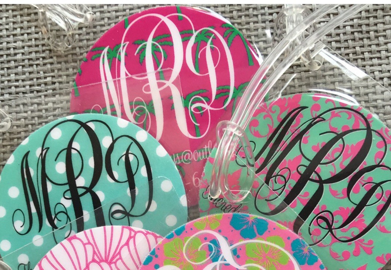 Monogrammed Bag Tag Tropical Bag Tag Gift Tag Luggage Tag - Etsy