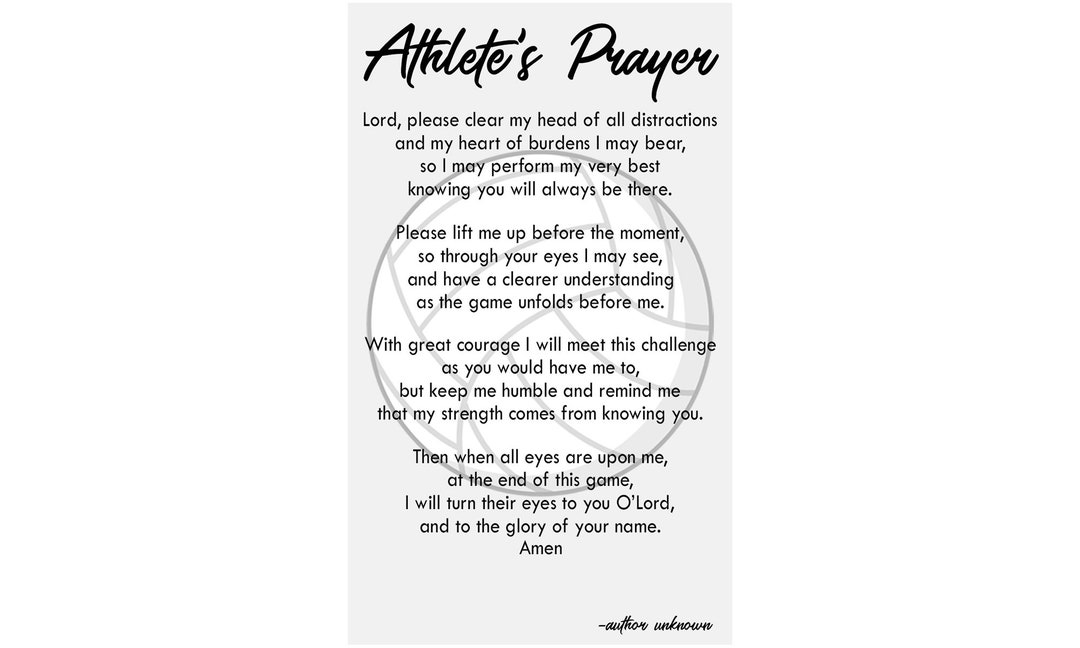 Volleyball Athlete's Prayer Printable 8 X 10 Size (PDF Download) - Etsy