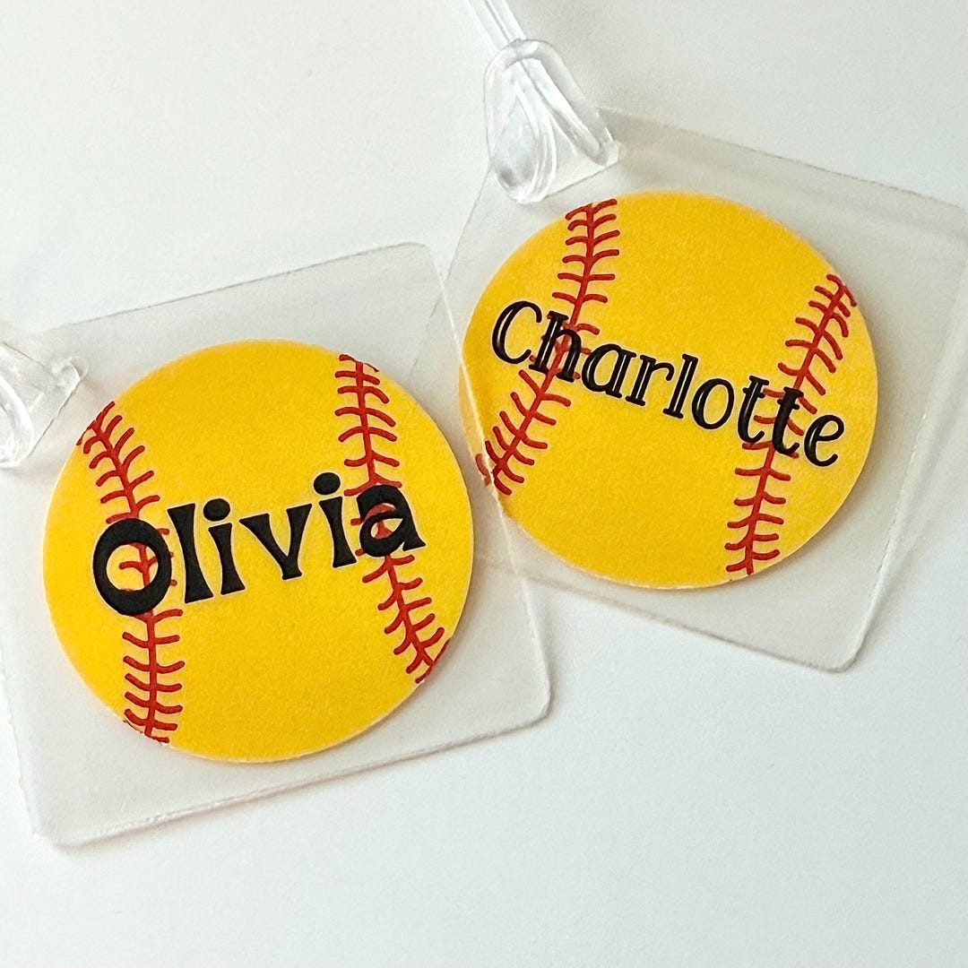 Softball Bag Tag Name Tag for Softball Player Team Gift | Bat Bag Tag ...