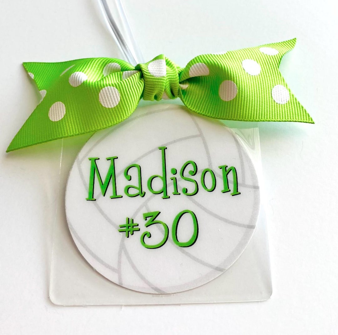 Volleyball Team Nametag Bag Tags With Ribbon Embellishment, Volleyball ...