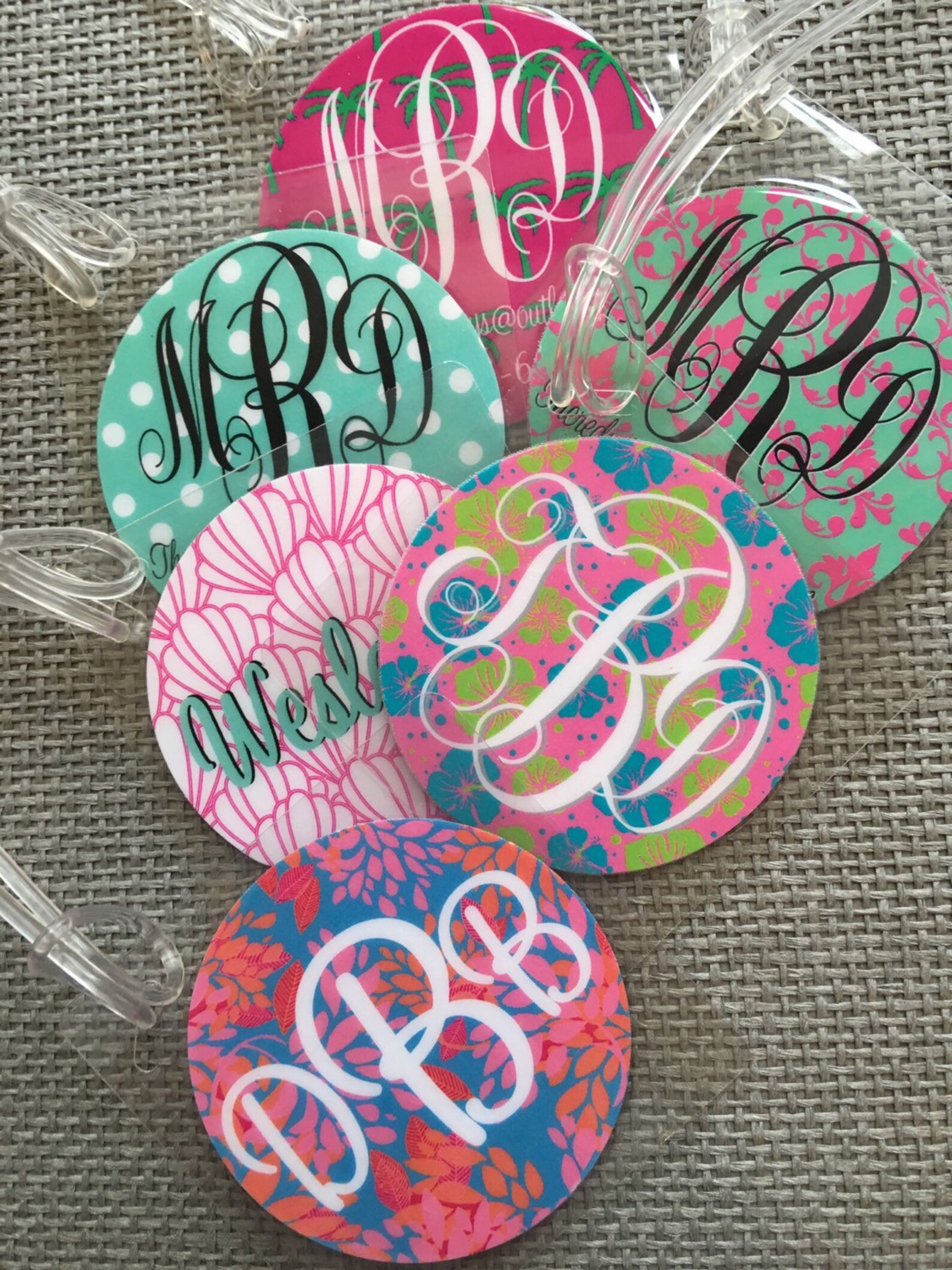 Monogrammed Bag Tag Tropical Bag Tag Gift Tag Luggage Tag - Etsy