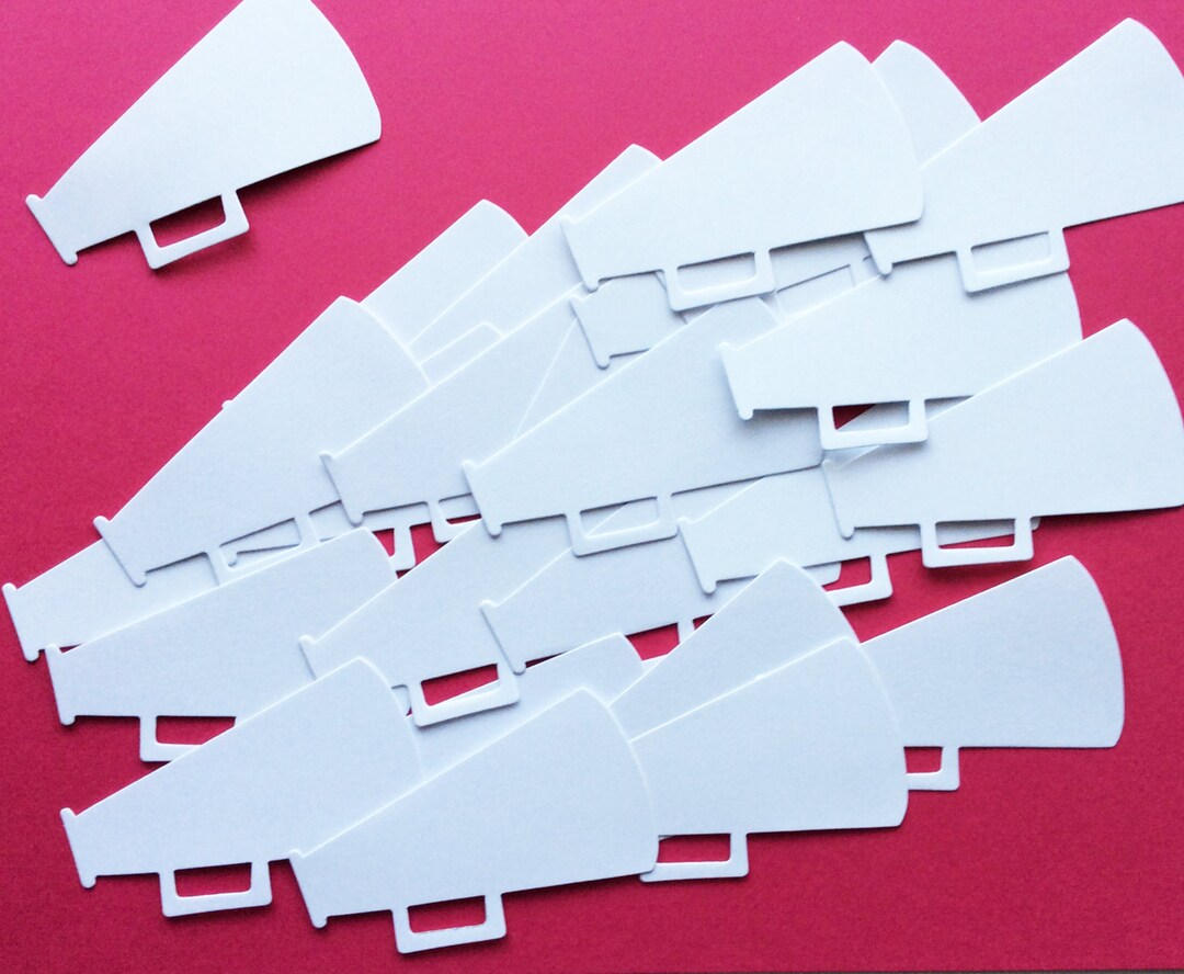Cheer Megaphone Die Cuts: Blank White Cardstock Tags (25 Pack, 3" X 1.5 ...