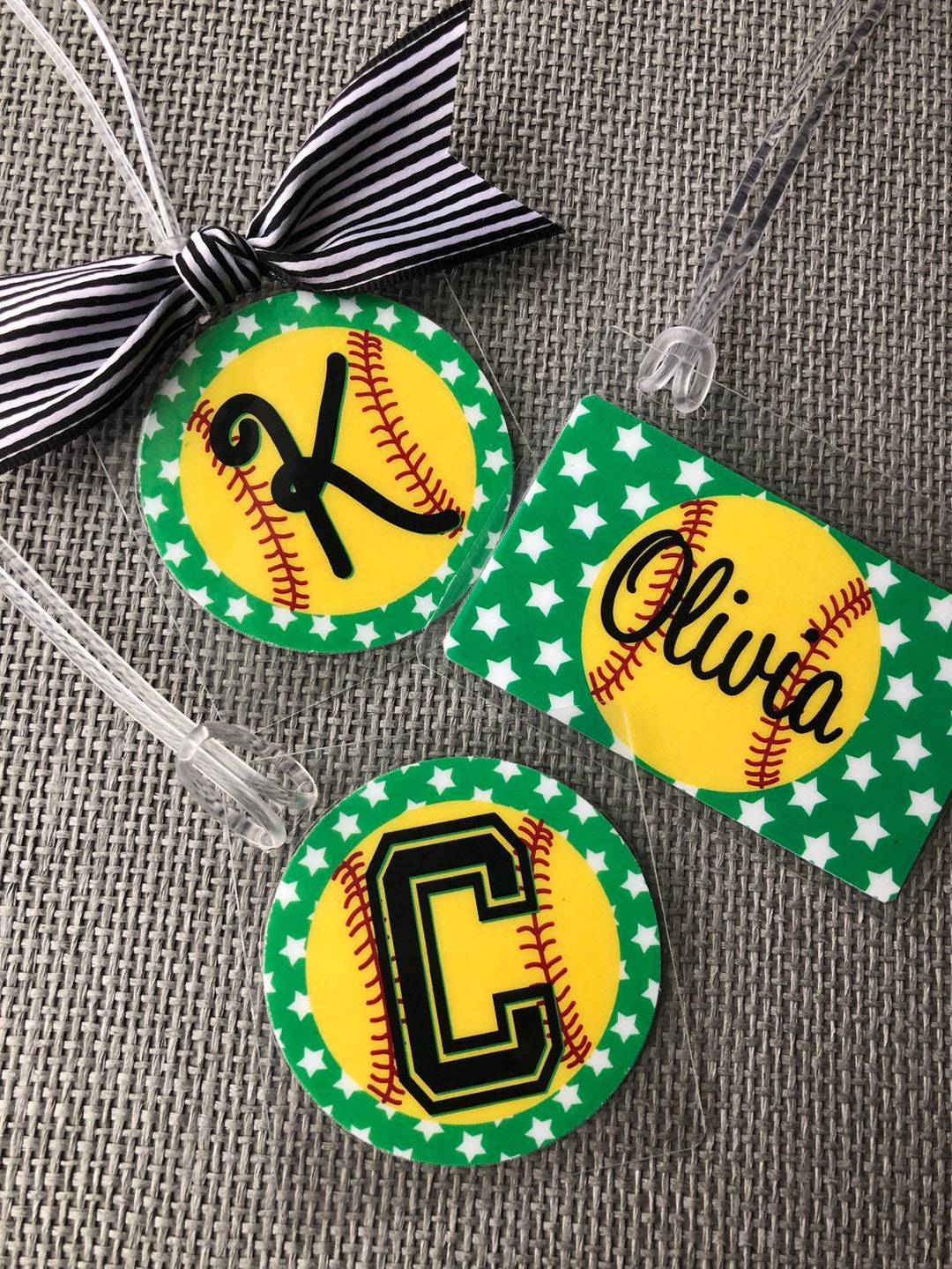 Softball Team Bag Tags, Softball Gifts, Personalized Softball Tags ...