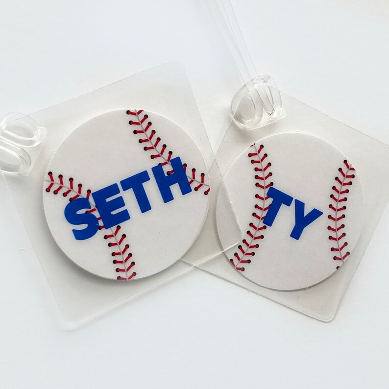 Baseball Name Tag, Baseball Bag Tag, Baseball Party Favor, Baseball ...