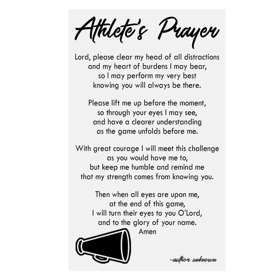 Cheer Bag Tags Printable 4 to a Page, Cheer Prayer Athlete Prayer ...