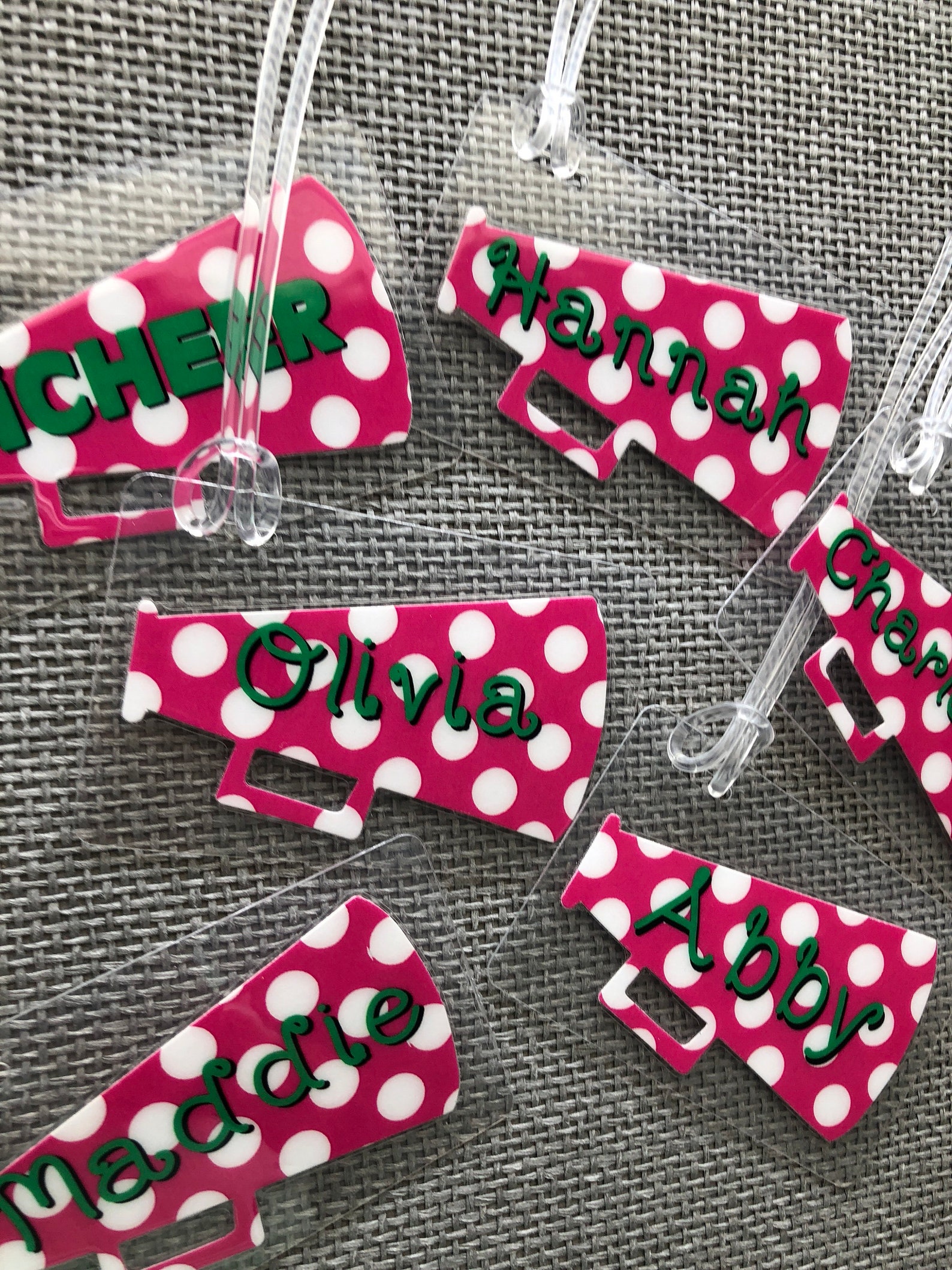 Megaphone Bag Tag Polka Dot Megaphone Cheer Bag Tag - Etsy
