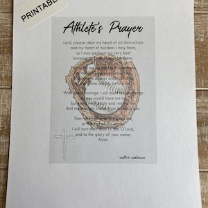 Baseball Athlete Prayer 5x7 Printable (digital Download) - Etsy
