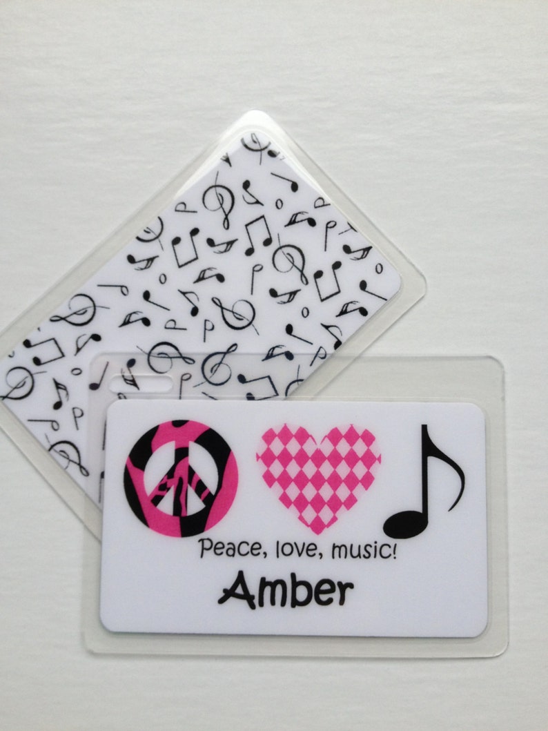 Personalized Bag Tag Music Note Bag Tag Kids Bag Tag Peace | Etsy