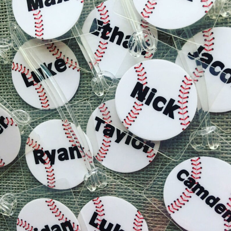 Baseball Name Tag, Baseball Bag Tag, Baseball Party Favor, Baseball ...
