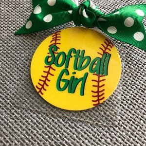 Girls Softball Gifts, Softball Bag Tag - Etsy