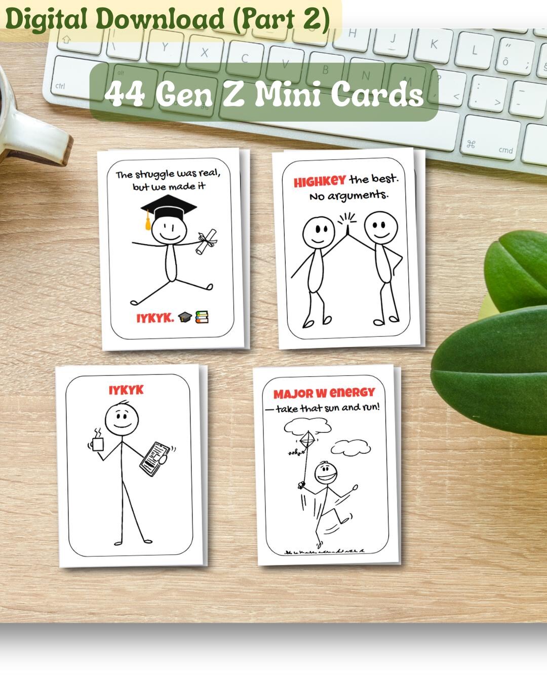 Gen Z Mini Cards Part 2 | 44 Aesthetic Slang Greeting Cards | Cool ...