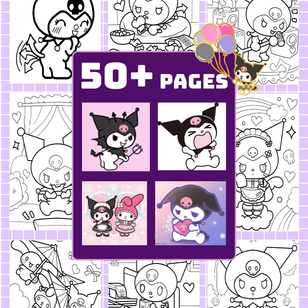 Ku Romi Sanrio Coloring Book Bundle Kawaii Cute Sanrio Coloring Page ...