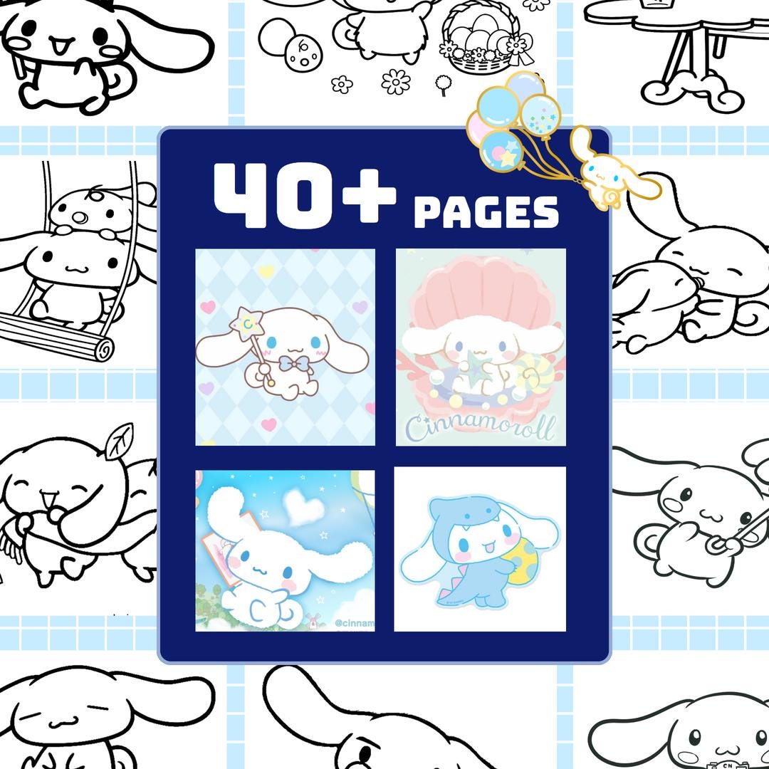 Cinnamo Roll Coloring Book Bundle Kawaii Cute Sanrio Friends Coloring ...