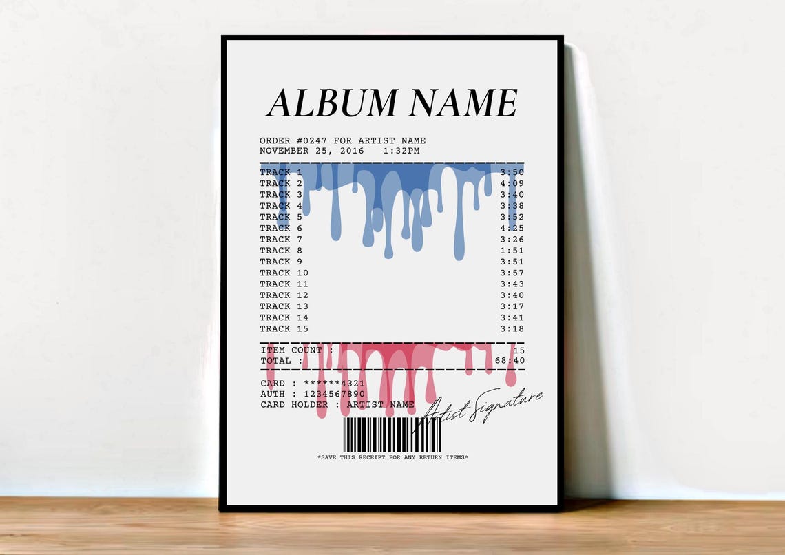 Personalized Music Album Receipt Poster (digital Download) - Etsy