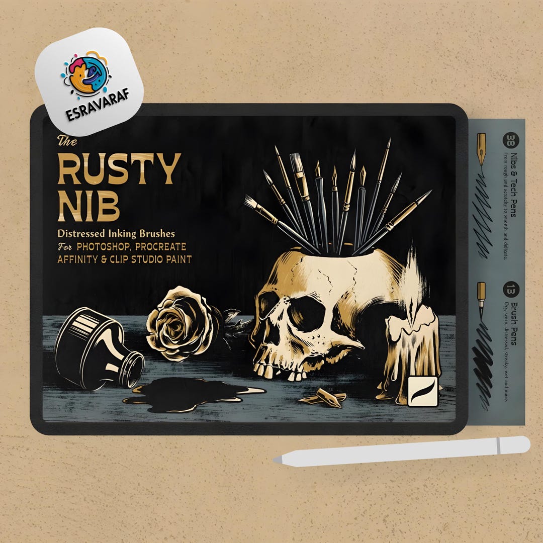 The Rusty Nib - Procreate Brush Set - Drawing Brushes - Digital Art ...