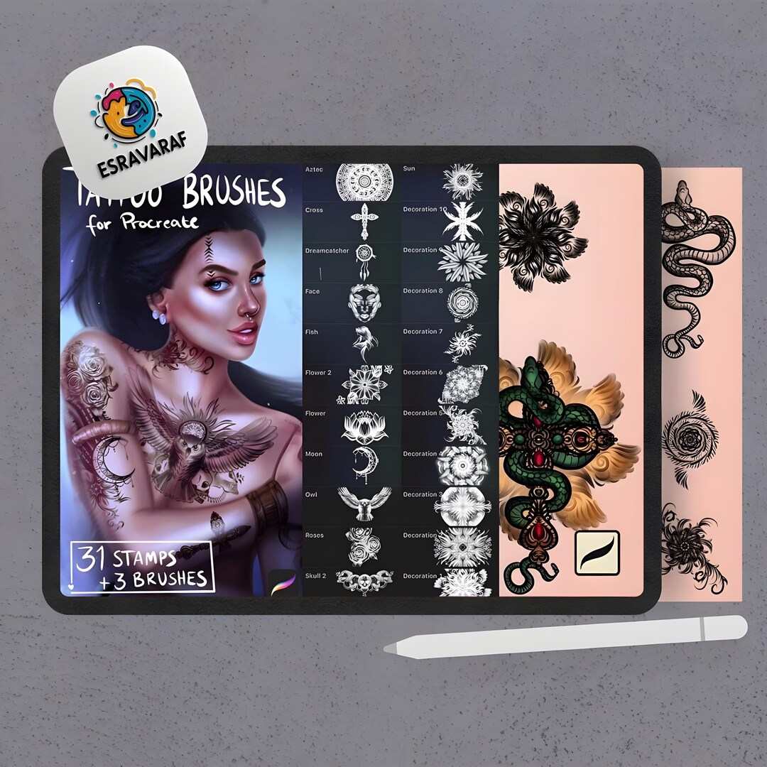 DRD Tattoo Brushes Stamp - Procreate Brush - Drawing Brushes - Digital Art Tools - Artist Brush ...