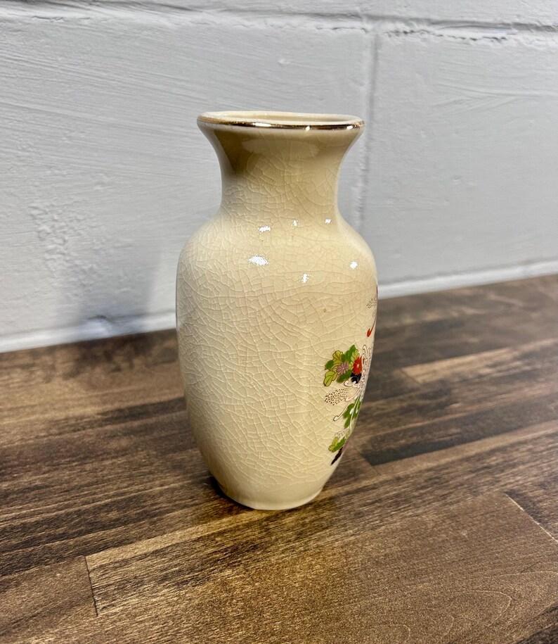 Vintage Artmark Japanese Chrysanthemum Vase Crackled Glaze - Etsy