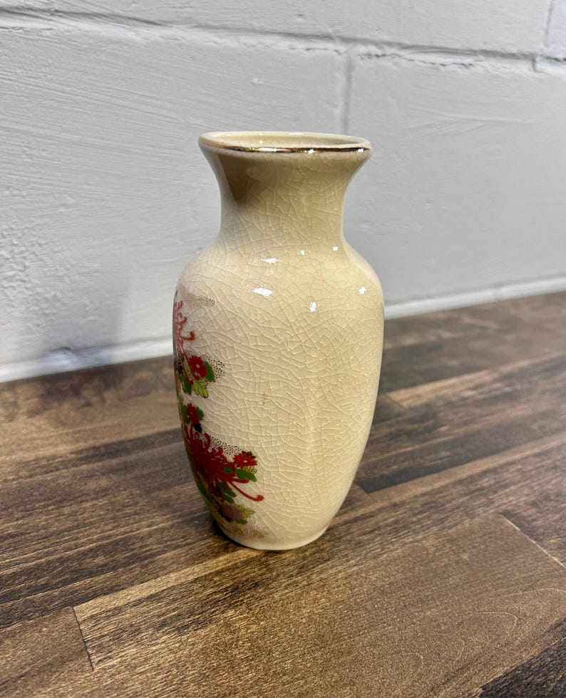 Vintage Artmark Japanese Chrysanthemum Vase Crackled Glaze - Etsy