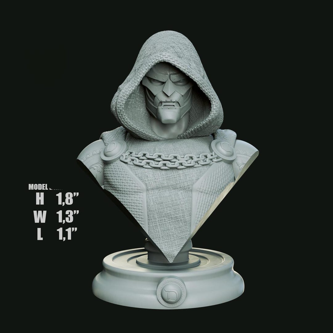 Dr Doom Bust Stl File 3D Printing, Marvel Stl 3D Model Design, Bust STL ...