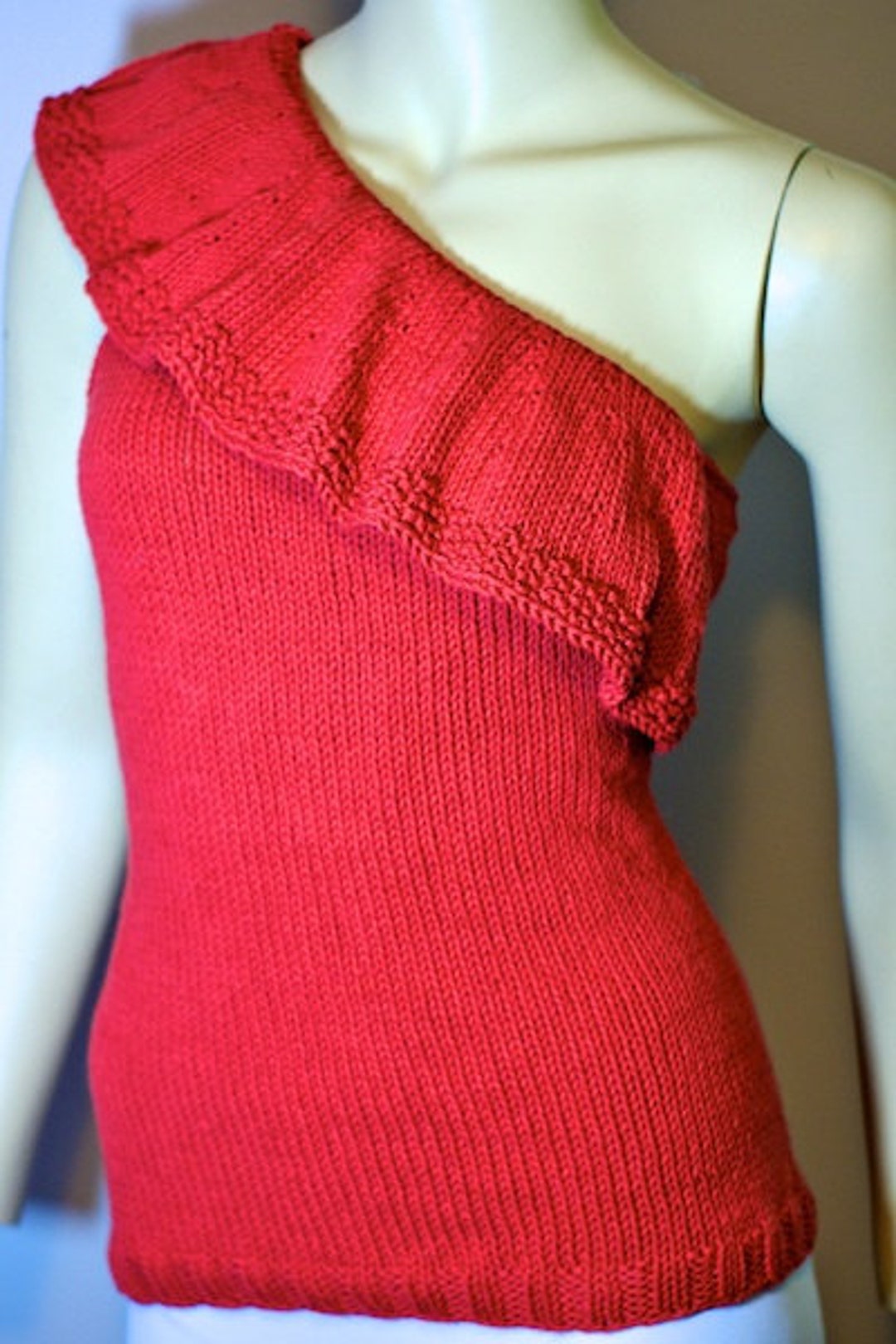 Knitting PATTERN for One-shoulder Ruffle Sweater - PDF Download - Etsy