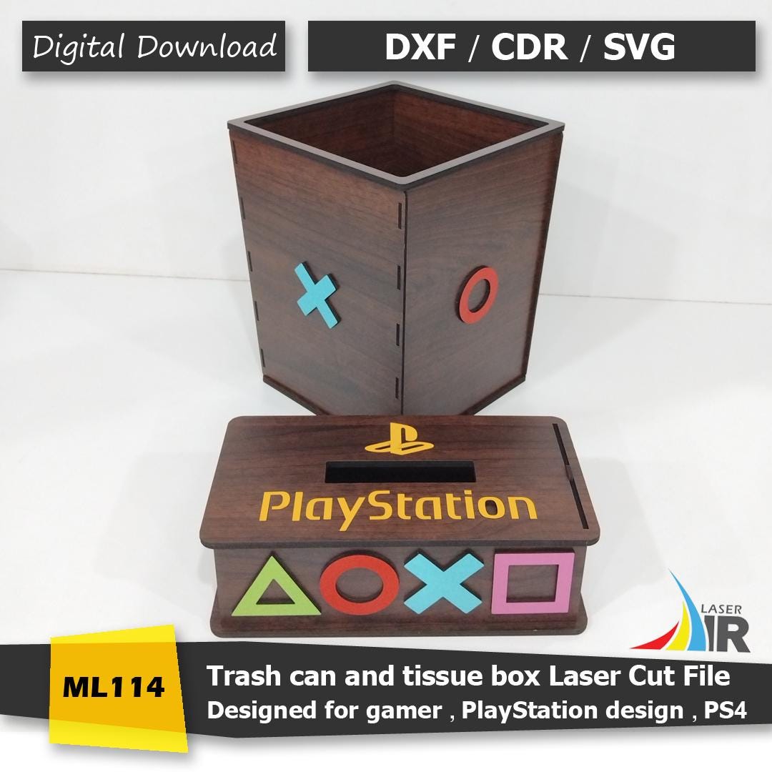 Trash Can and Tissue Box Laser Cut File , Designed for Gamer ...