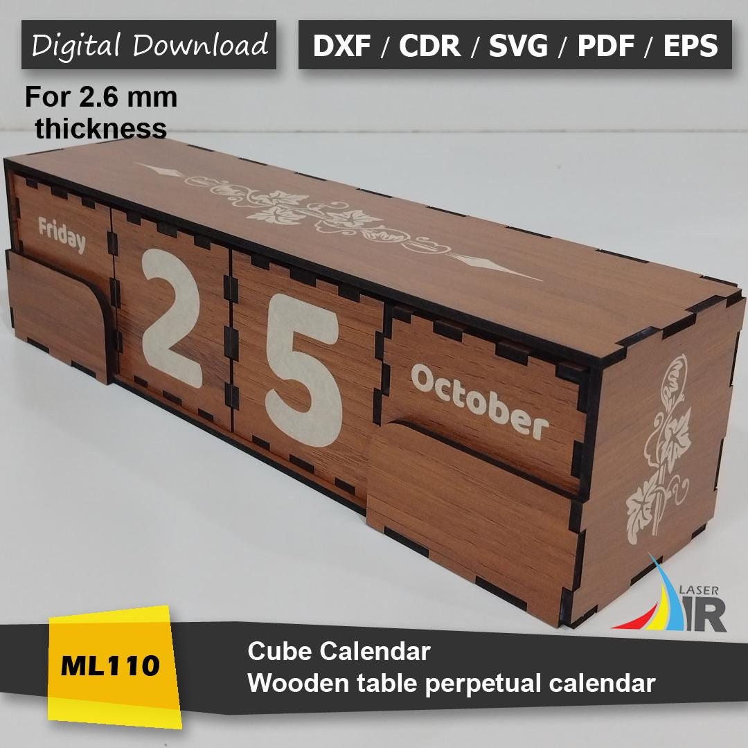 Wooden Calendar Laser Cut Template (digital Download) - Etsy Canada