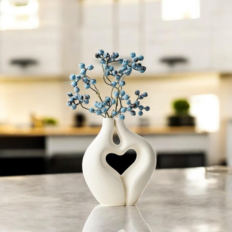 Ceramic Couple Heart Vase Lover Figurine Abstract Home Living Room ...