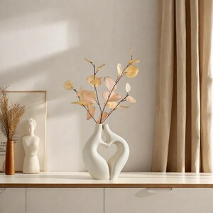Ceramic Couple Heart Vase Lover Figurine Abstract Home Living Room ...