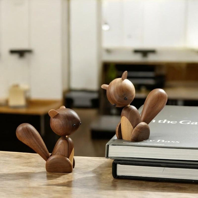 Wooden Squirrel Handcrafted Ornament Scandinavian Danish Walnut Solid ...