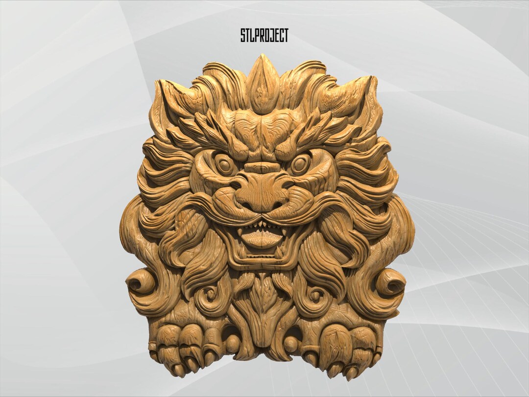 Guardian Lion STL for CNC | CNC Router | 3D Print | Wood Carving ...