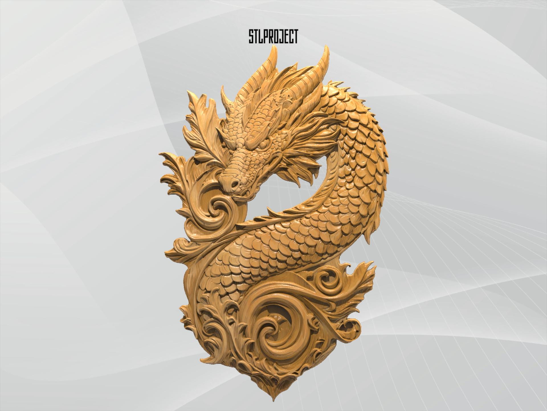 Dragon STL for CNC CNC Router 3D Print Wood Carving Depth Map Heightmap ...