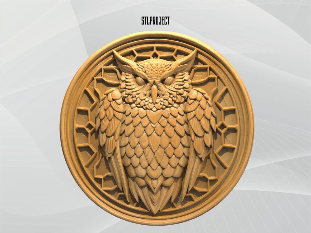 Owl STL for CNC CNC Router 3D Print Wood Carving Depth Map Heightmap ...