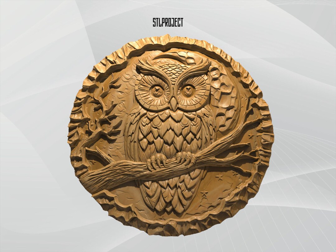 Owl STL for CNC | CNC Router | 3D Print | Wood Carving | Depth Map ...