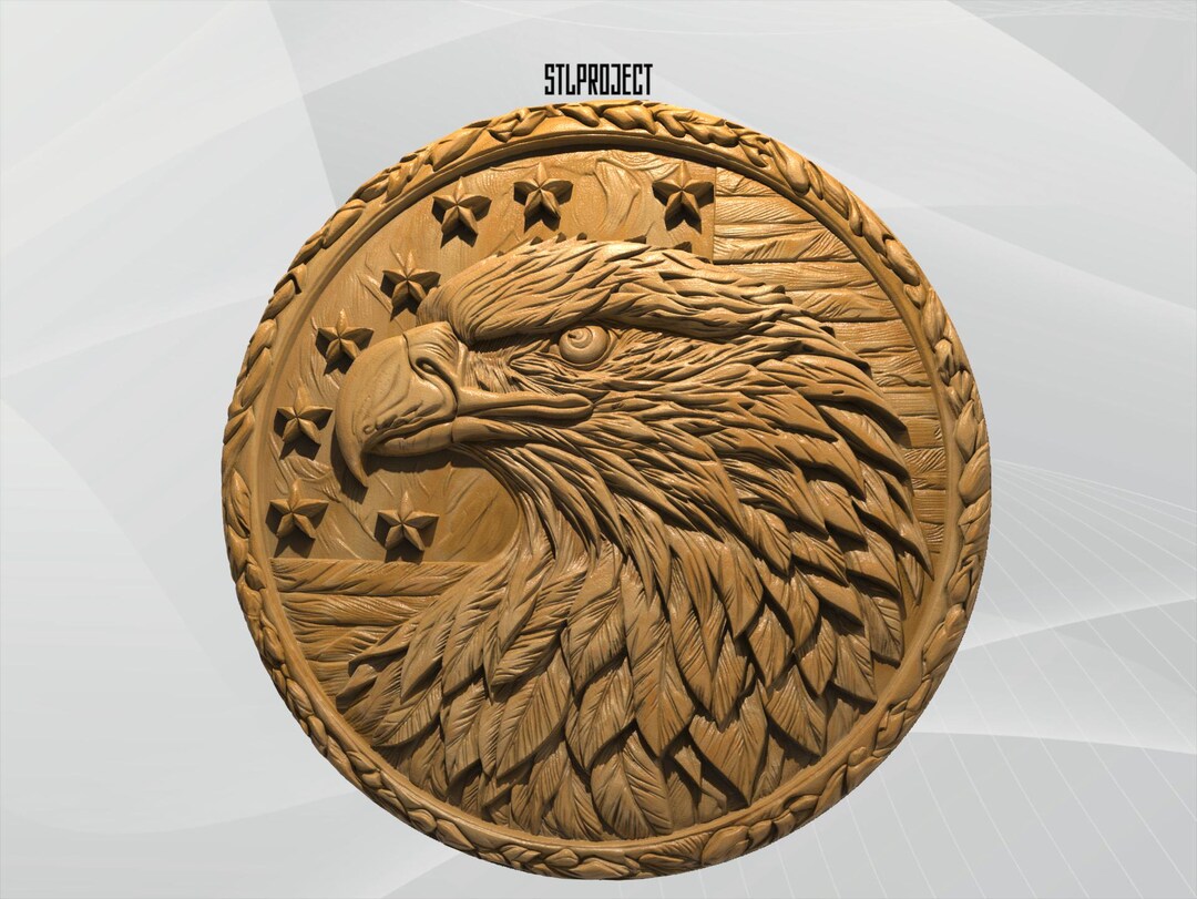Eagle Coin 3D STL Relief Design - Ideal for CNC Router and 3D Printing ...