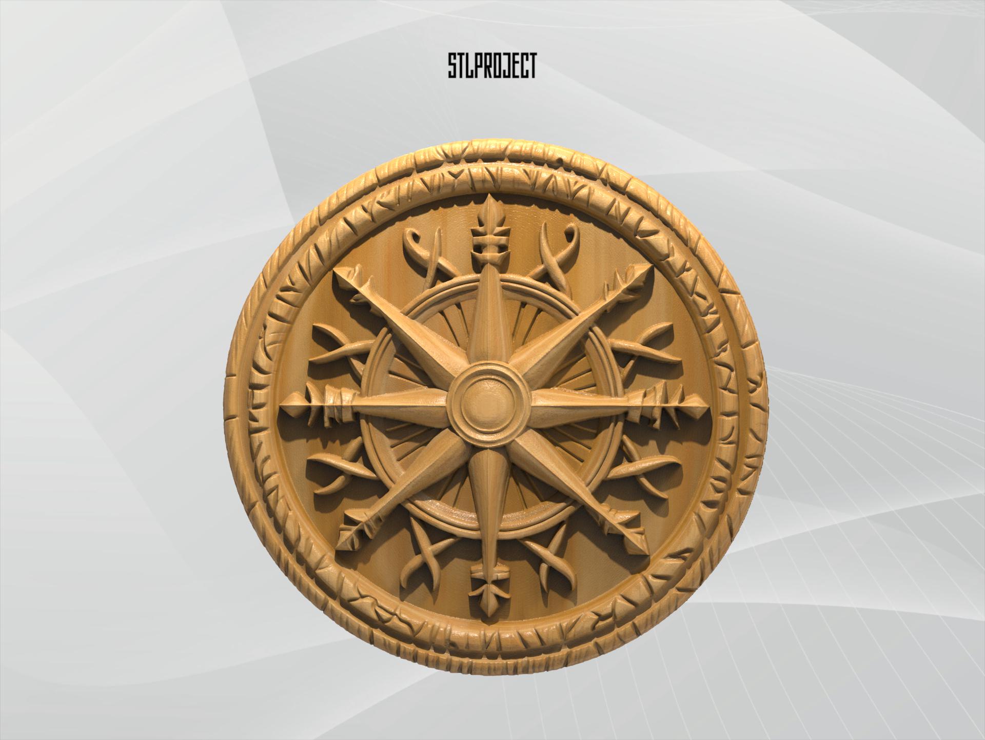 Viking Compass 3D STL Relief Design - Ideal for CNC Router and 3D ...