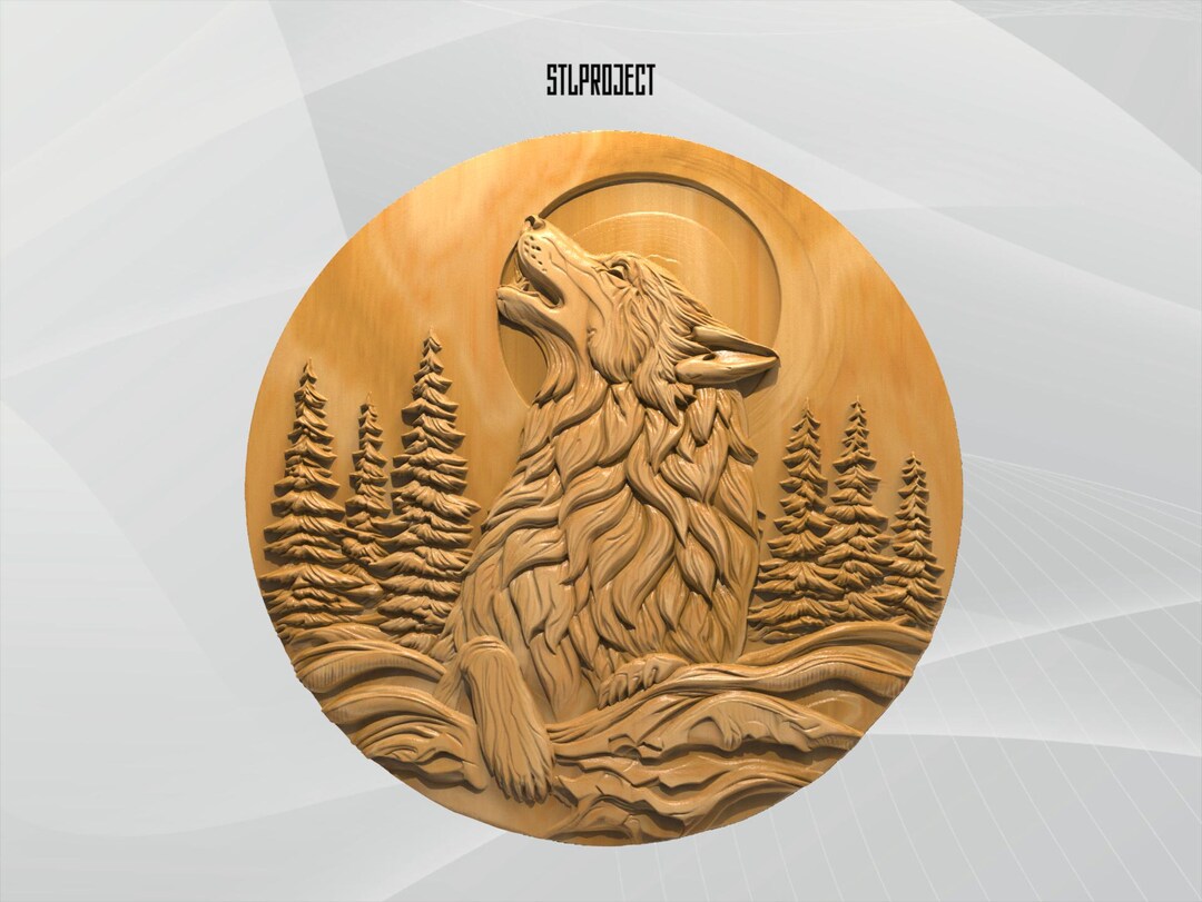 Wolf STL for CNC CNC Router 3D Print Wood Carving Depth Map Heightmap ...