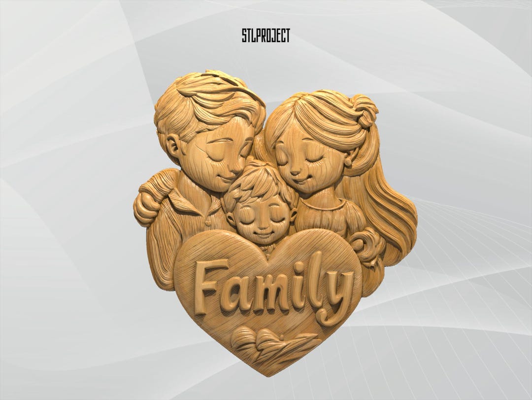 Family STL for CNC | CNC Router | 3D Print | Wood Carving | Heightmap ...