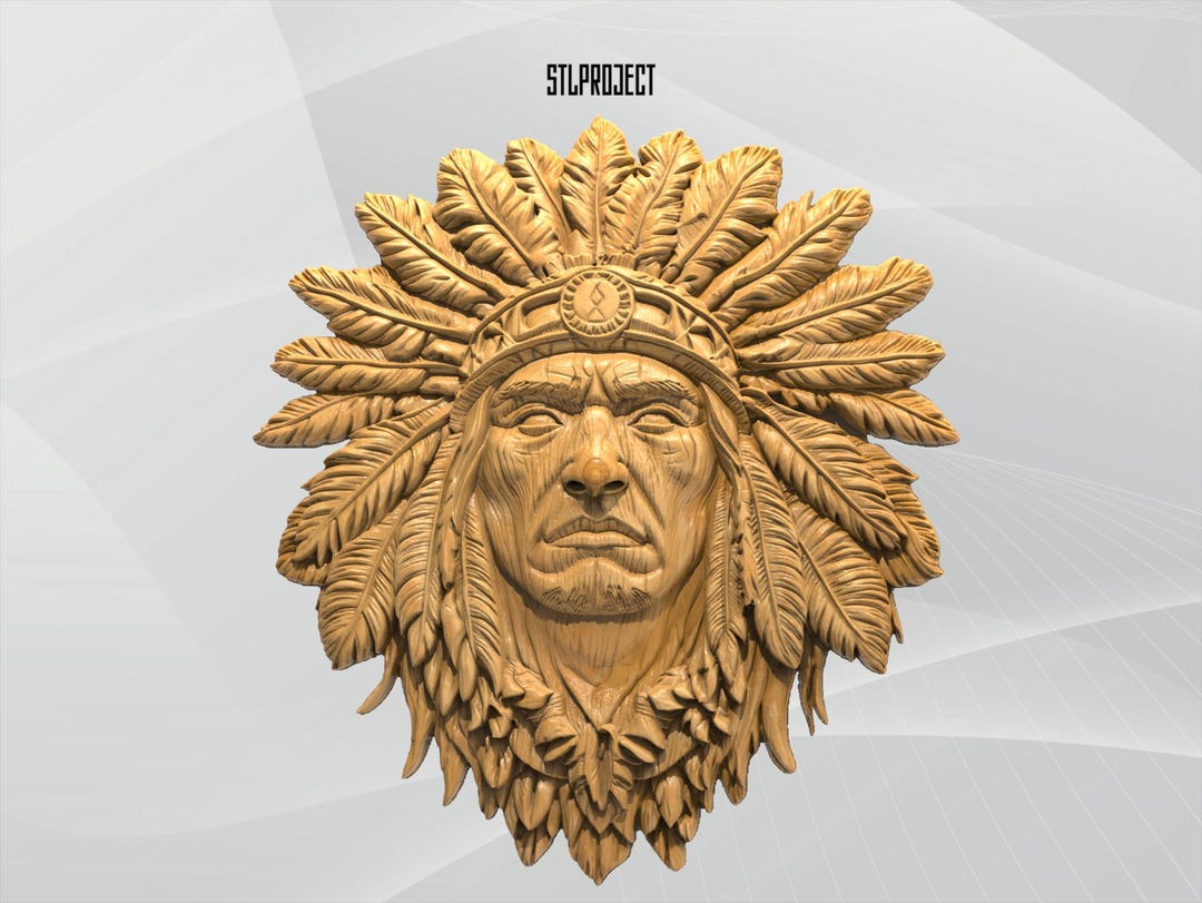 Native American STL for CNC CNC Router 3D Print Wood Carving Depth Map ...
