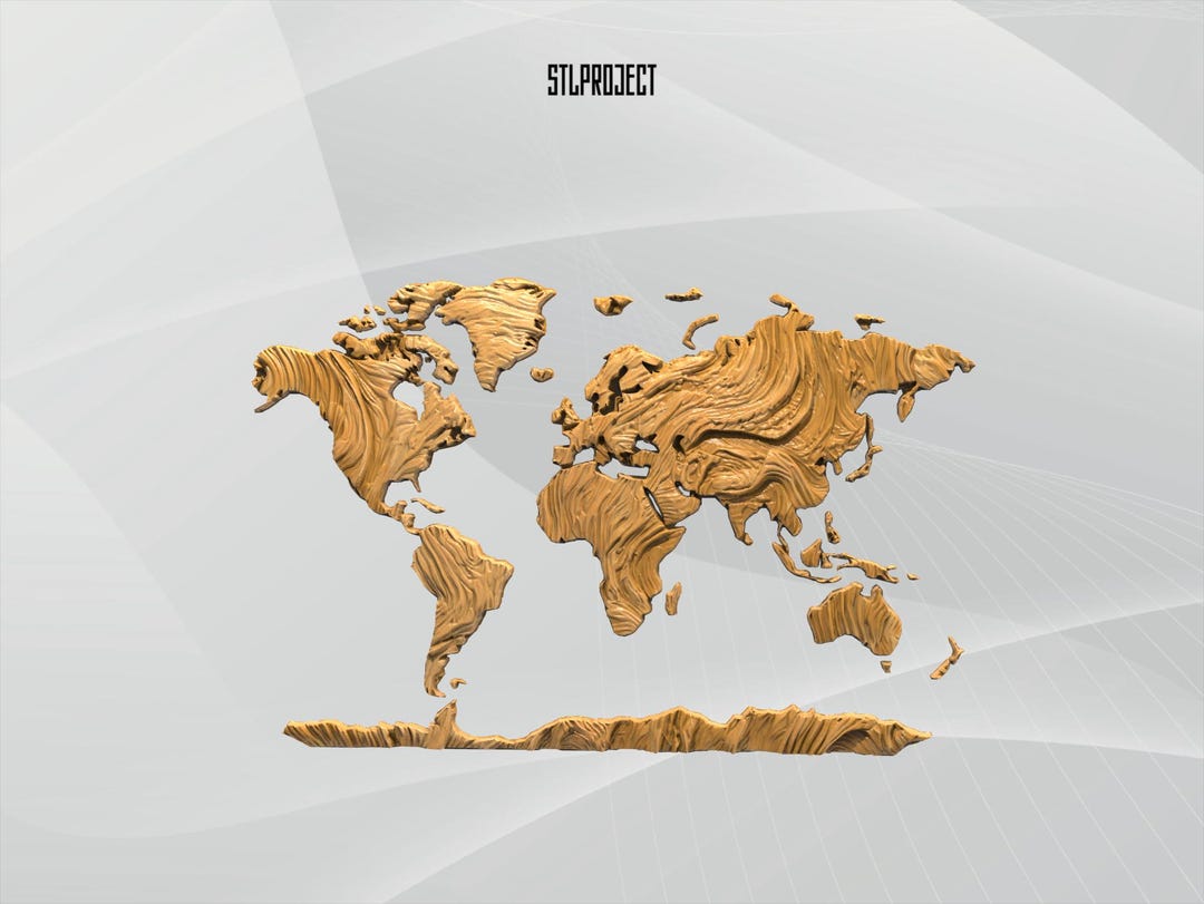 World Map 3D STL Relief Design - Ideal for CNC Router and 3D Printing ...