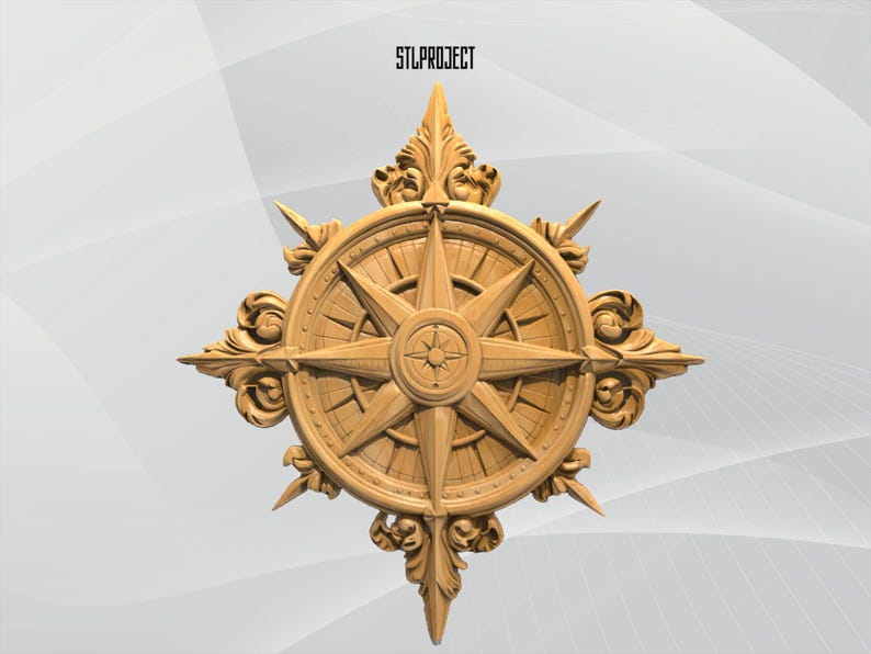 Compass STL for CNC CNC Router 3D Print Wood Carving Depth Map ...