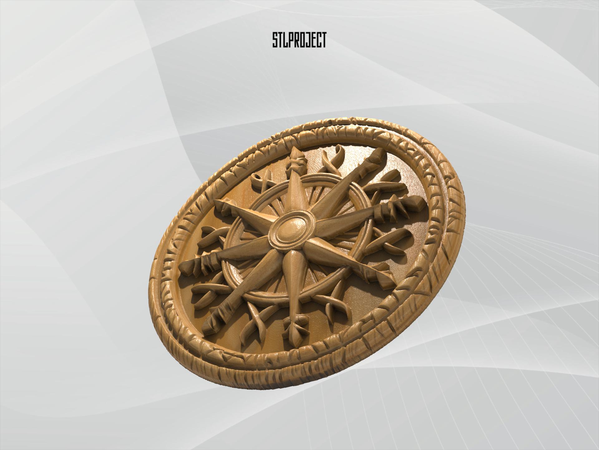 Viking Compass 3D STL Relief Design - Ideal for CNC Router and 3D ...