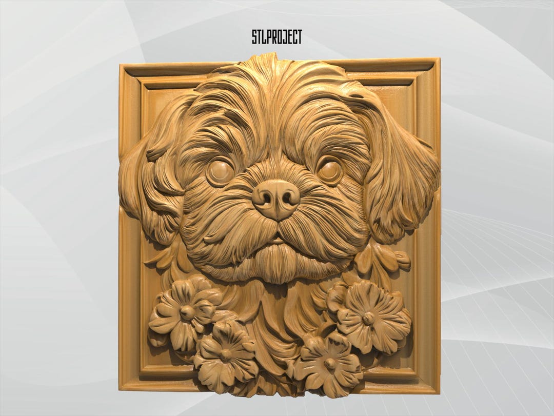 Shih Tzu STL for CNC | CNC Router | 3D Print | Wood Carving | Depth Map ...