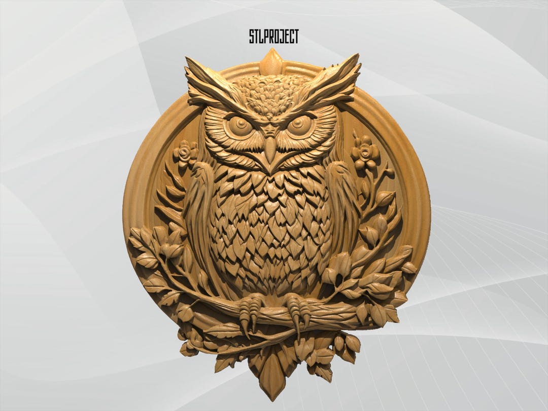 Owl STL for CNC | CNC Router | 3D Print | Wood Carving | Depth Map ...
