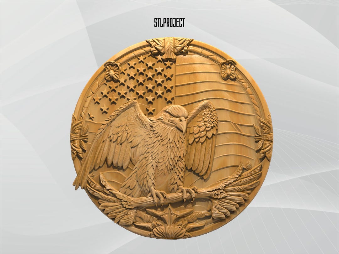 Eagle Coin 3D STL Relief Design - Ideal for CNC Router and 3D Printing ...