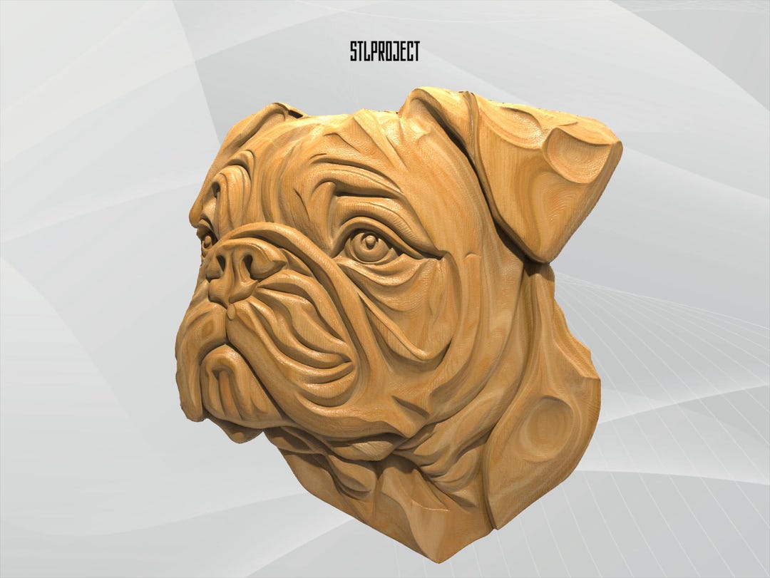 English Bulldog 3D STL Relief Design - Ideal for CNC Router and 3D ...