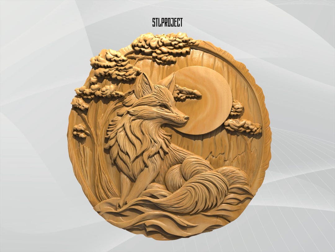 Fox STL for CNC CNC Router 3D Print Wood Carving Depth Map Heightmap ...